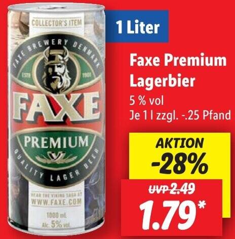 Faxe Premium Lagerbier 1 Liter Angebot bei Lidl