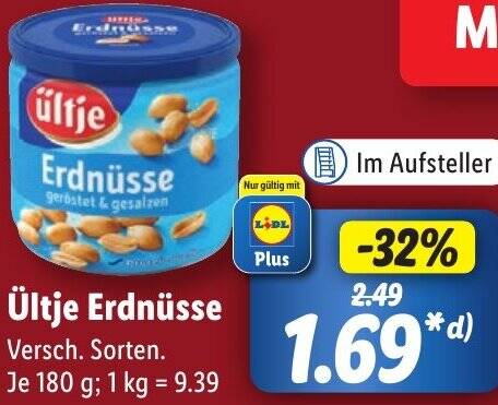 Ültje Erdnüsse 180 g Angebot bei Lidl