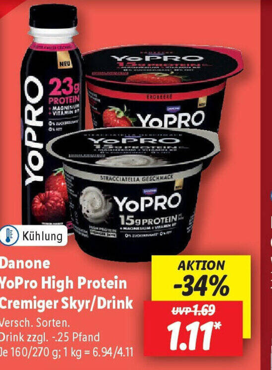Danone YoPro High Protein Cremiger Skyr/Drink Angebot bei Lidl