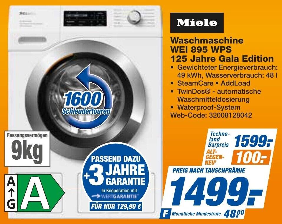 Miele Waschmaschine WEI 895 WPS 125 Jahre Gala Edition Angebot bei ...