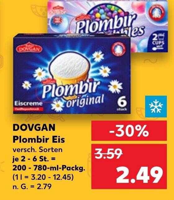 DOVGAN Plombir Eis 200-780 ml Packg. Angebot bei Kaufland