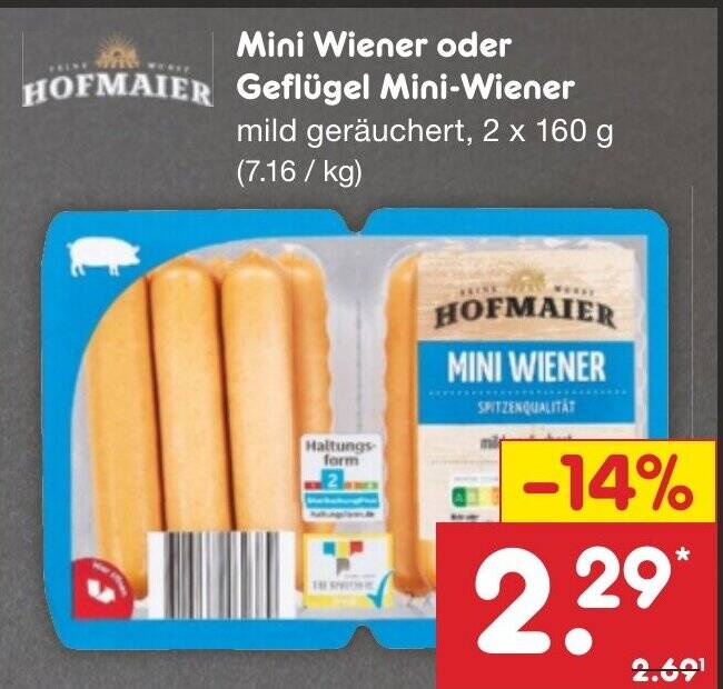 HOFMAIER Mini Wiener oder Geflügel Mini-Wiener 2 x 160 g Angebot bei ...