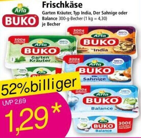 Arla Buko Frischkäse 300 g Becher Angebot bei Norma