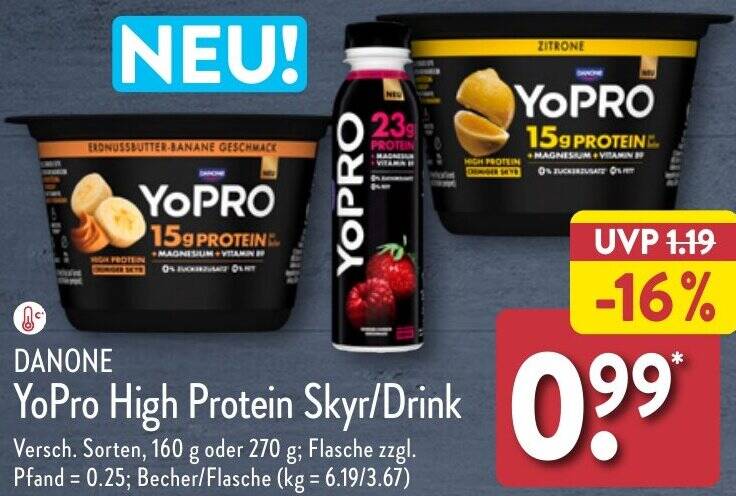DANONE YoPro High Protein Skyr/Drink Angebot bei Aldi Nord