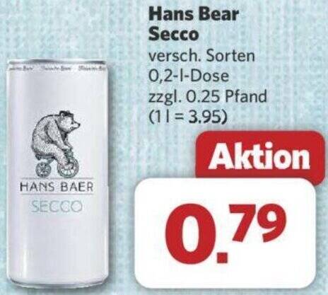 Hans Bear Secco 0,2 L Dose Angebot bei Combi