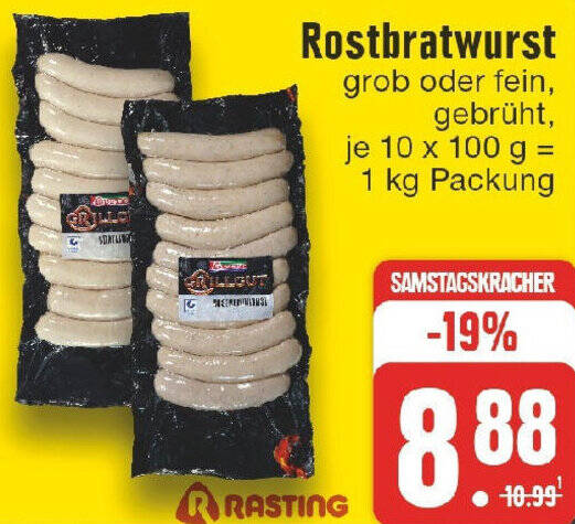 RASTING Rostbratwurst 1 kg Packung Angebot bei Edeka