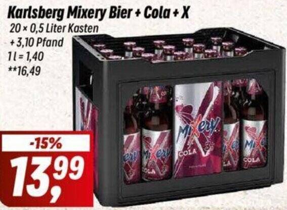 Karlsberg Mixery Bier + Cola +X 20x0,5 Liter Kasten Angebot bei Simmel