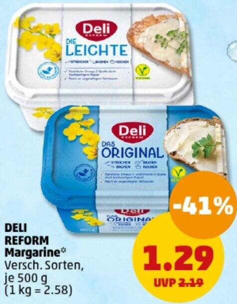 DELI REFORM Margarine 500 g Angebot bei PENNY