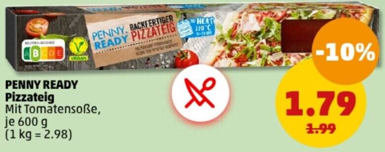 PENNY READY Pizzateig 600 g Angebot bei PENNY