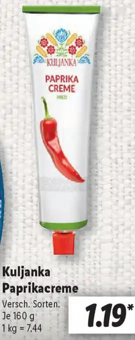 Kuljanka Paprikacreme 160 g Angebot bei Lidl