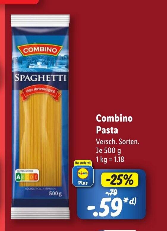 Combino Pasta Versch. Sorten. Je 500 g Angebot bei Lidl