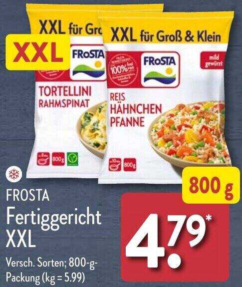FROSTA Fertiggericht XXL 800 g Packung Angebot bei Aldi Nord