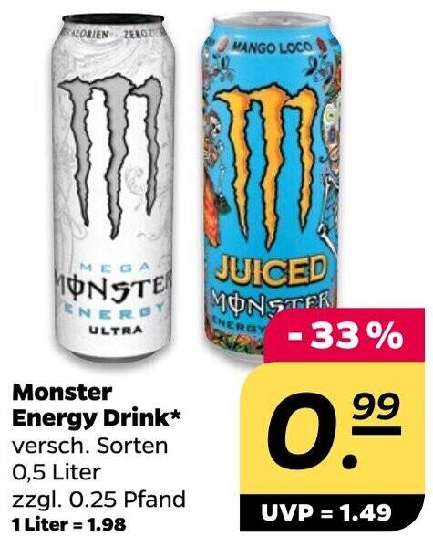 Monster Energy Drink 0,5 Liter Angebot bei NETTO