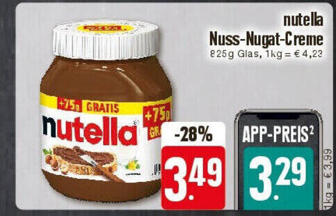 nutella Nuss-Nugat-Creme 825g Angebot bei Edeka
