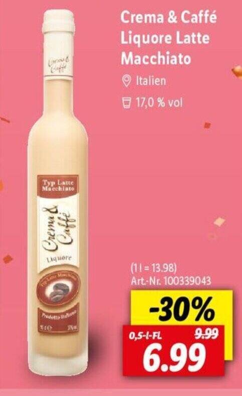 Crema & Caffé Liquore Latte Macchiato 500ml Angebot bei Lidl