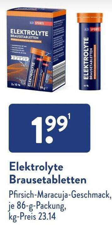 Elektrolyte Brausetabletten 86 g Packung Angebot bei Aldi Süd