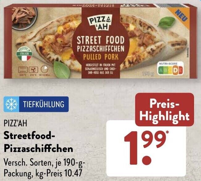 PIZZ'AH Streetfood Pizzaschiffchen 190 g Packung Angebot bei Aldi Süd