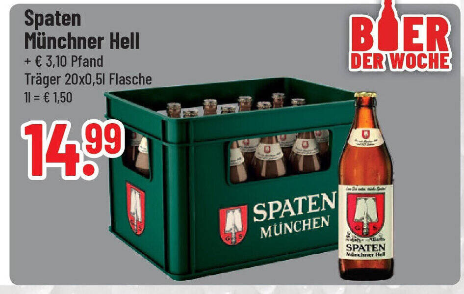 Spaten Münchner Hell 20*500ml Angebot bei trinkgut