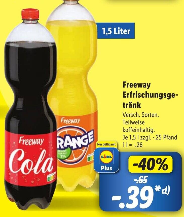 Freeway Erfrischungsgetränk 1,5 Liter Angebot bei Lidl