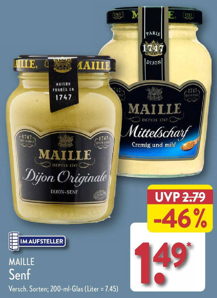 MAILLE Senf 200 ml Glas Angebot bei Aldi Nord