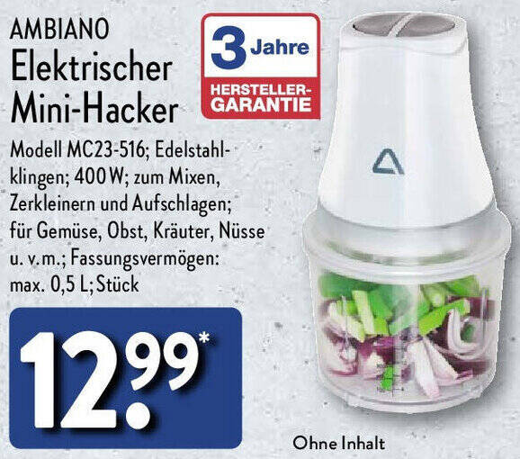 AMBIANO Elektrischer Mini-Hacker Angebot bei Aldi Nord