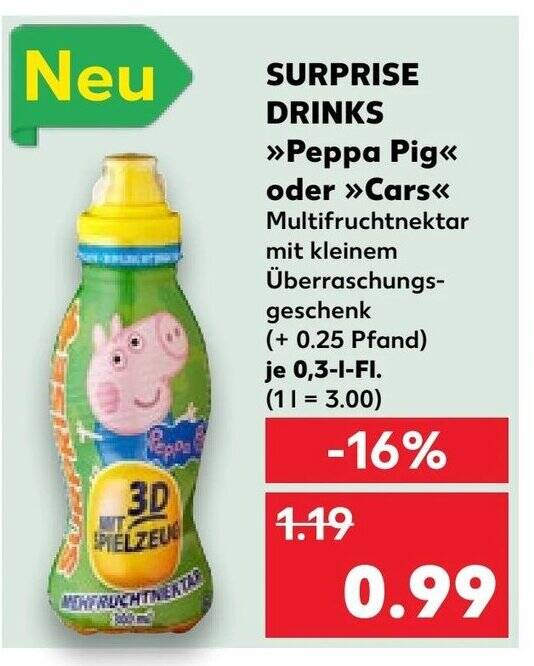 SURPRISE DRINKS Peppa Pig oder Cars Multifruchtnektar je 0.3 L Angebot ...