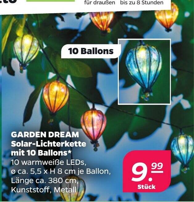 GARDEN DREAM Solar-Lichterkette mit 10 Ballons Angebot bei NETTO