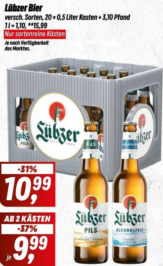 Lübzer Bier 20x0,5 Liter Kasten Angebot bei Simmel