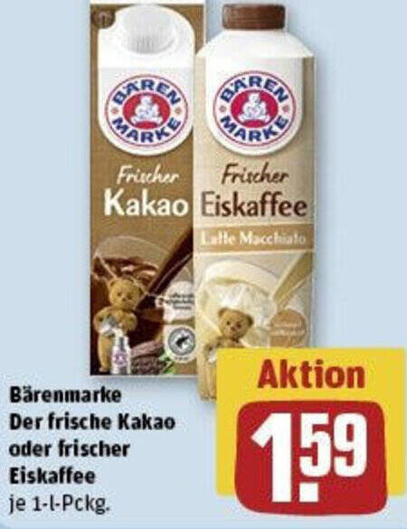 Bärenmarke Der frische Kakao oder frischer Eiskaffee 1-l-Pckg. Angebot ...