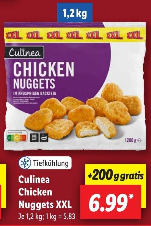 Culinea Chicken Nuggets XXL 1,2 kg Angebot bei Lidl