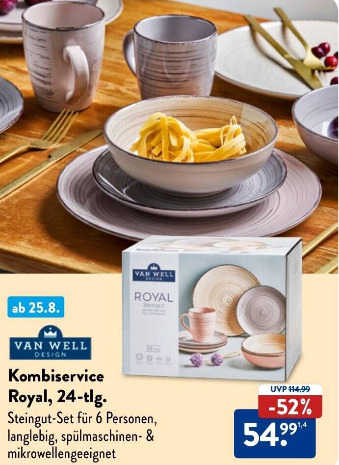 VAN WELL Kombiservice Royal, 24-tlg. Angebot bei Aldi Nord