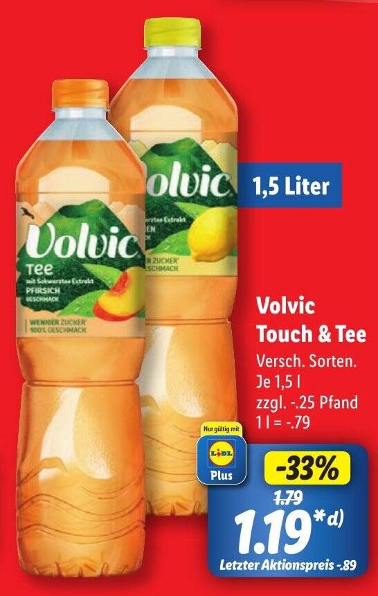 Volvic Touch & Tee 1,5 l Angebot bei Lidl