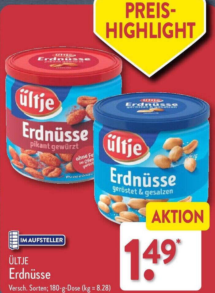 ÜLTJE Erdnüsse 180 g Dose Angebot bei Aldi Nord