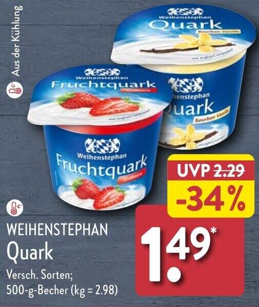 WEIHENSTEPHAN Quark 500 g Becher Angebot bei Aldi Nord