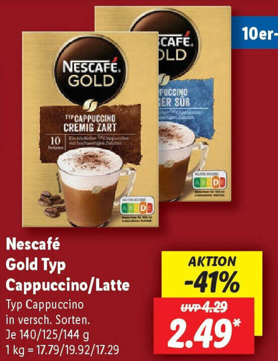 Nescafé Gold Typ Cappuccino/Latte 140/125/144 g Angebot bei Lidl