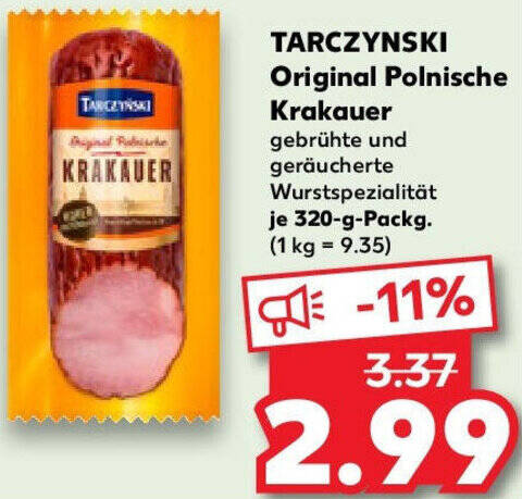 TARCZYNSKI Original Polnische Krakauer 320 g Angebot bei Kaufland