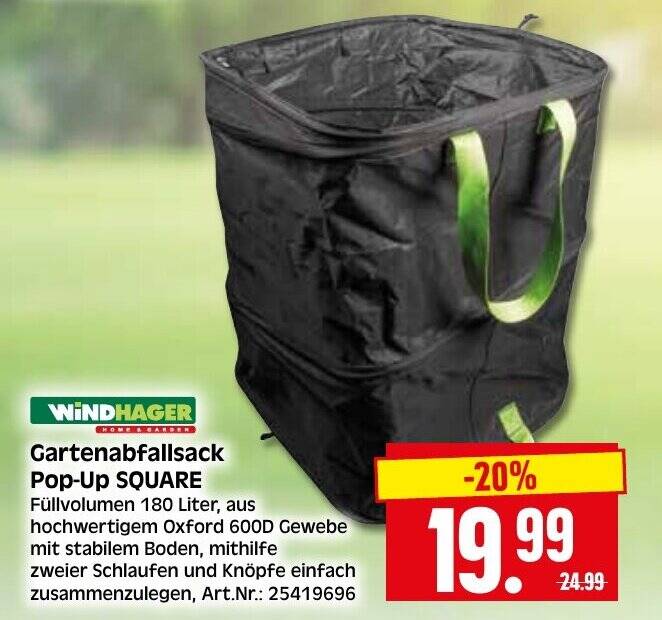 WINDHAGER HOME & GARDEN Gartenabfallsack Pop-Up SQUARE Angebot bei ...