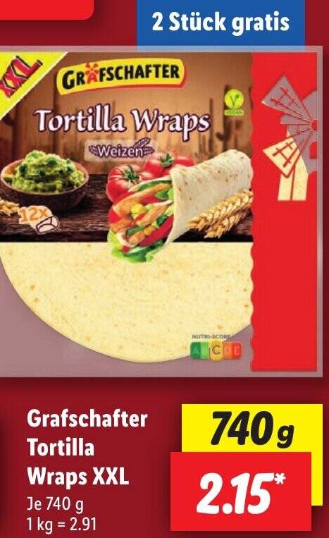 Grafschafter Tortilla Wraps XXL 740 g Angebot bei Lidl