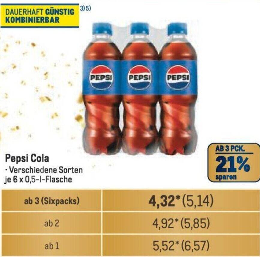 Pepsi Cola 6 x 0,5-l Angebot bei METRO