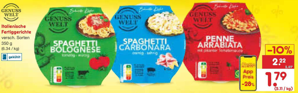 GENUSS WELT Italienische Fertiggerichte 350 g Angebot bei Netto Marken ...
