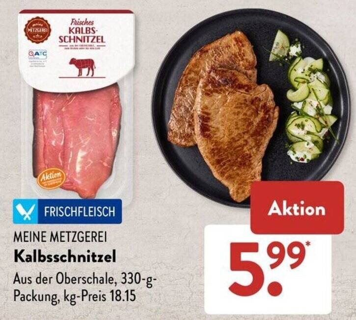 MEINE METZGEREI Kalbsschnitzel Angebot bei Aldi Süd