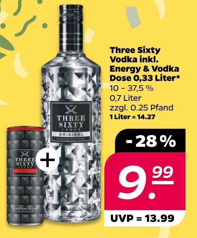 Three Sixty Vodka inkl. Energy & Vodka Dose 0,33 Liter* Angebot bei NETTO