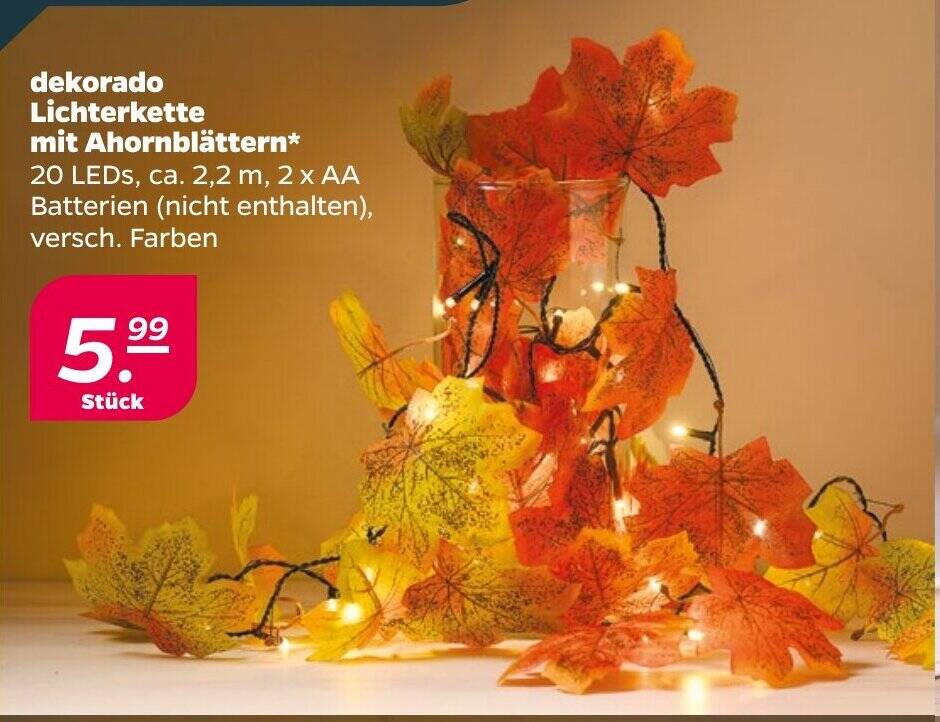dekorado Lichterkette mit Ahornblättern* Angebot bei NETTO