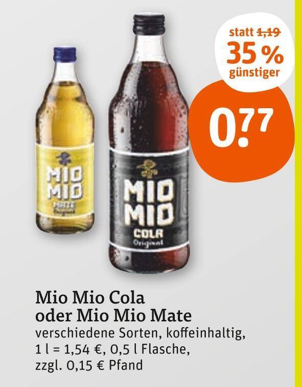 Mio mio cola oder mio mio mate 0.5 l Angebot bei tegut