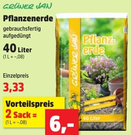 GRÜNER JAN Pflanzenerde 40 l Angebot bei Thomas Philipps