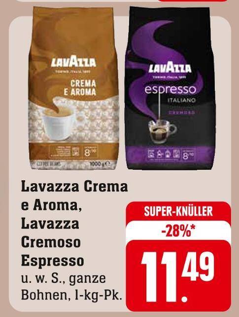 Lavazza crema e aroma oder cremoso espresso Angebot bei Edeka
