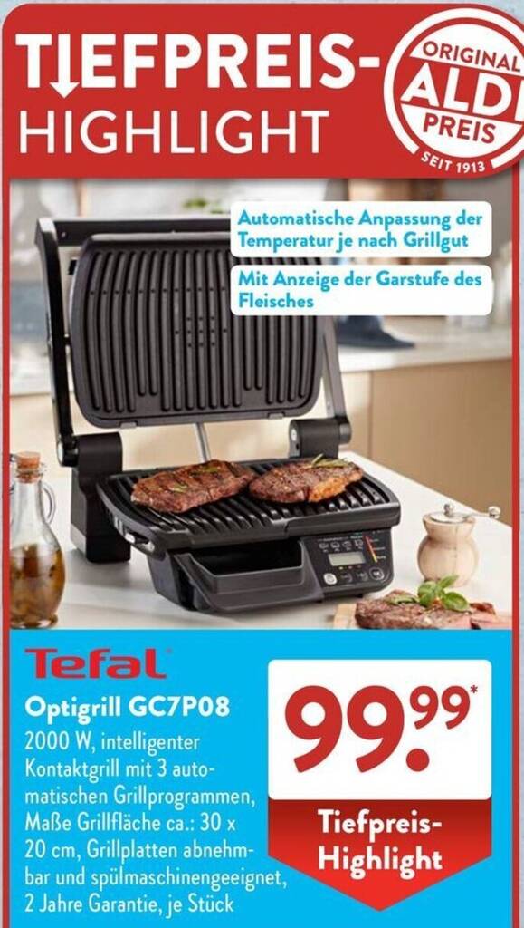 Tefal Optigrill 2000 Watt Aldi