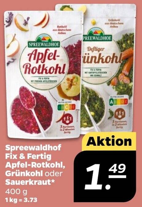 Spreewaldhof Fix & Fertig Apfel-Rotkohl, Grünkohl oder Sauerkraut 400 g ...