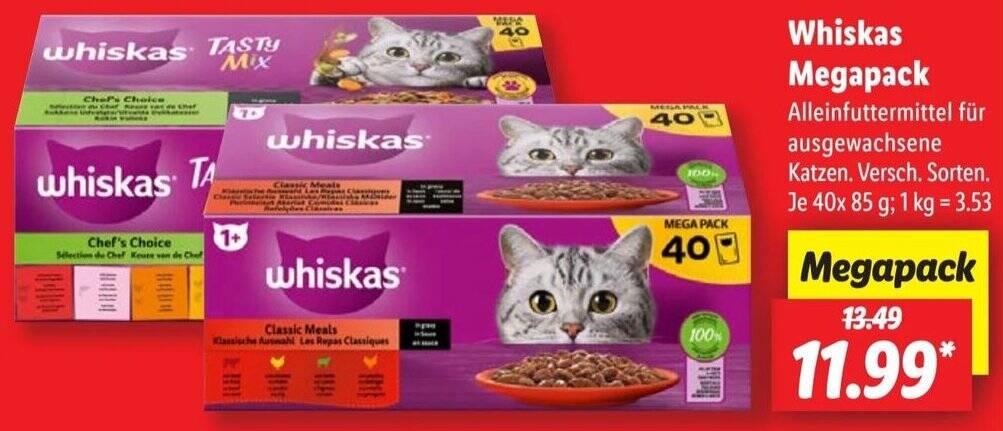 Whiskas Megapack 40x85 g Angebot bei Lidl