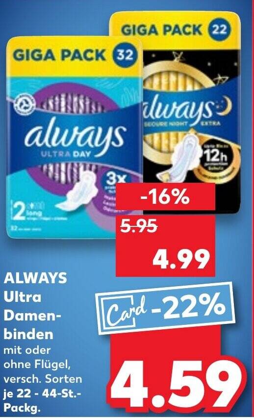 ALWAYS Ultra Damen- binden Angebot bei Kaufland
